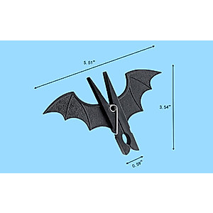 10pcs Halloween Bat Clothes Pins, Windproof Clothesline Clips, Black Plastic Clothespins,Cartoon Non-Slip Clip for Hanging Clothes Outdoor