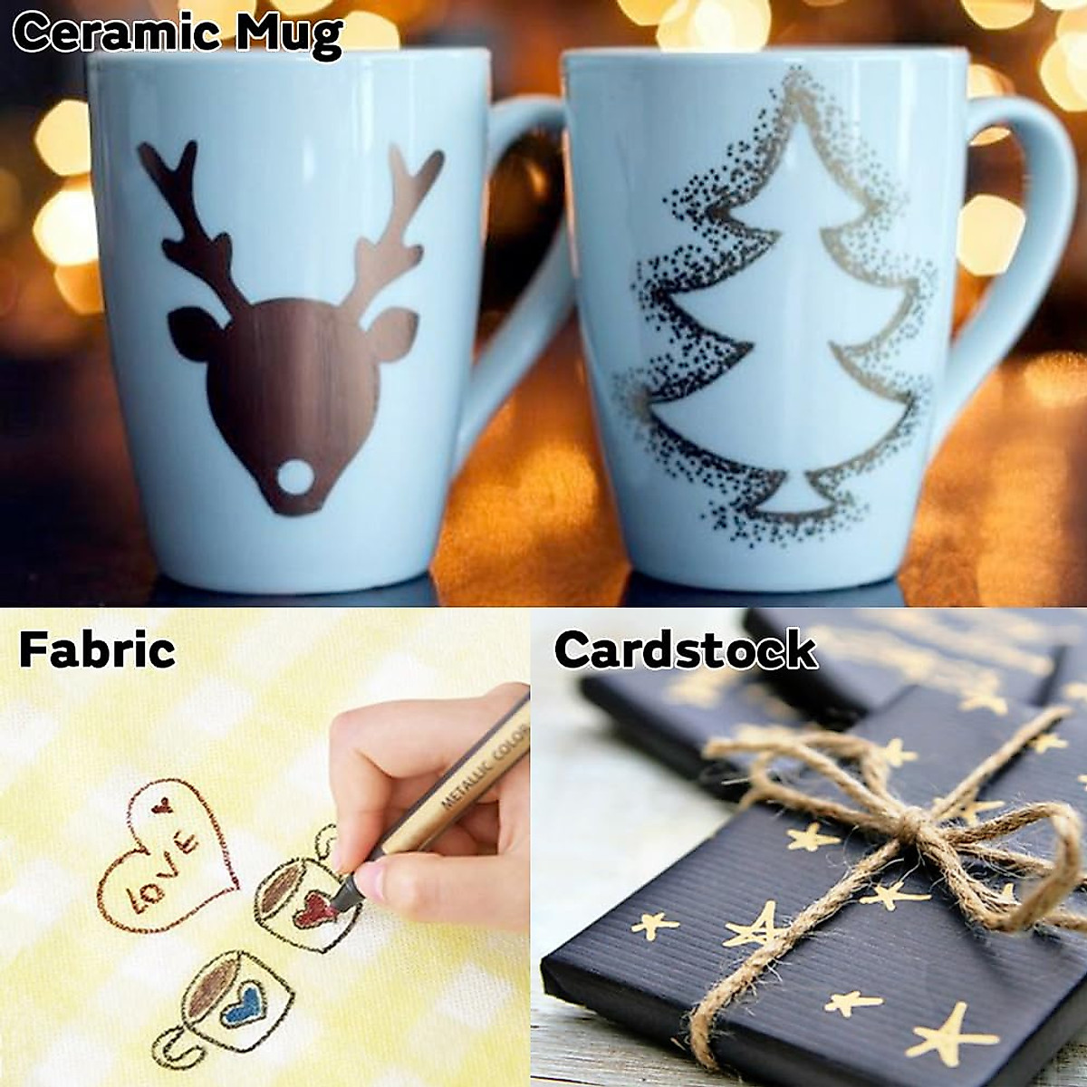 Dyvicl Metallic Marker Pens - Set of 10 Medium Point Metallic Markers for Rock Painting, Black Paper, Card Making, Scrapbooking Crafts, DIY Photo Album