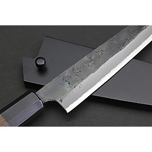 Yoshihiro Aogami Super Blue High Carbon Kurouchi Petty Kiritsuke Utility Knife (6'' (150mm) & Saya)