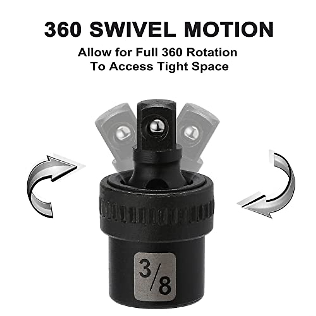 Mayouko 48 Pieces 3/8" Drive Impact Socket Set, SAE/Metric, 6 Point, CR-V, Includes Extension Bar, Adapter, Universal Joint