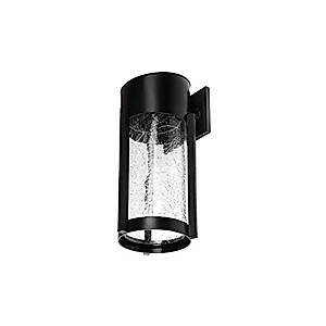 Home Zone Security Decorative Solar Wall Lights - Outdoor Crackle Glass Patio and Fence Wall Lights, 2-Pack Black
