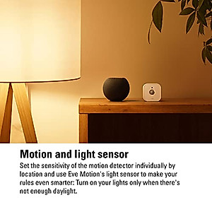 Eve Motion - Smart motion sensor with light sensor, IPX3 water resistance, notifications, automatic activation of lights and devices, no bridge required, Bluetooth, Thread, Apple HomeKit