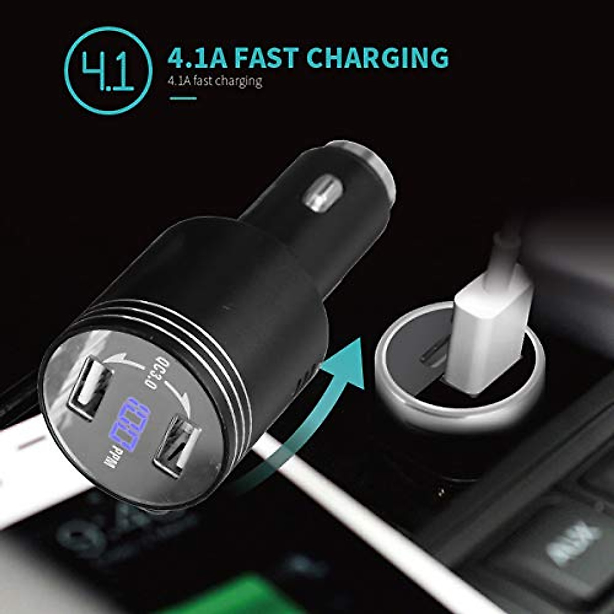 FASOHERE Car Carbon Monoxide Detector, Dual USB Car Adapter LED Display, Fast Car Charger, Quick Charge 3.0 Adapter, Car CO Alarm Detector
