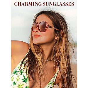 Weewooday 4 Pairs Oversized Sunglasses Women Sparkling Frame Ladies Sunglasses Polarized Square Sunglasses