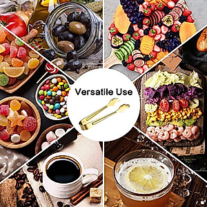 SOOHAO 12PCS Small Serving Tongs Sugar Tongs Stainless Steel Ice Tongs Mini Appetizers Tongs Angel’s Wing Shaped Small Kitchen Tongs for Tea Party Coffee Bar Kitchen (4.3 Inch, Golden)