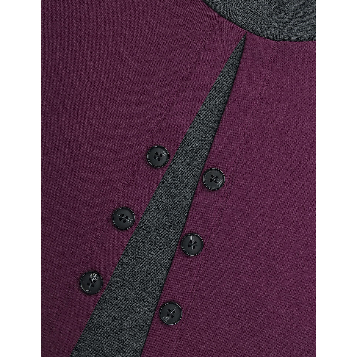 Bebonnie Fall Tops for Women 2025 Trendy,Petite Long Sleeve Cowl Neck Warm Splicing Tunic Tops with Buttons Magenta Grey Small