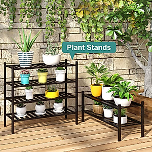 2-Tier Black Bamboo Shoe Rack for Entryway, Stackable | Foldable | Natural, Shoe Shelf Storage Organizer for Hallway Closet, Free Standing Shoe Racks for Indoor Outdoor