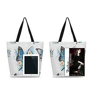 Butterfly Canvas Tote Bags Women Large Casual Shoulder Bag Handbag, Butterfly Reusable Shopping Bags Multipurpose Grocery Bag for Outdoors