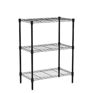 3 Tier Wire Shelving Unit, Adjustable Wire Rack, Metal Storage Shelves for Kitchen, Pantry, Laundry, Bathroom, Closet (13.5" D x 23" W x 31.5" H, Black)
