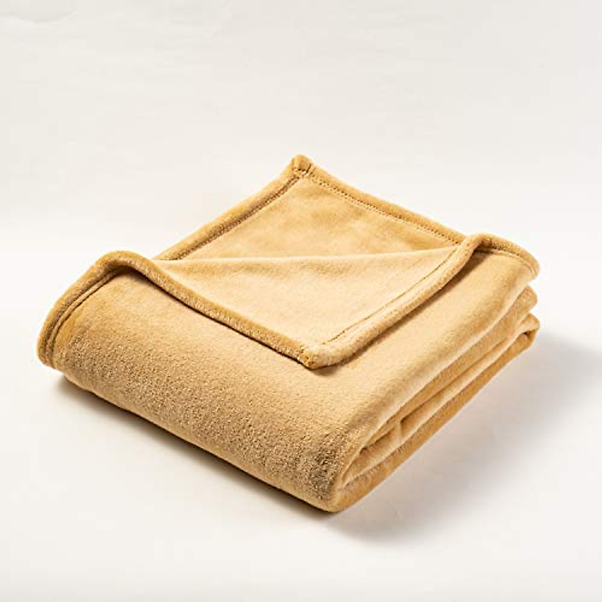 Flannel Blanket Fleece Throw Queen Size Yellow Mustard All Season Lightweight Plush Cozy Super Soft Luxury Couch Sofa Bed Blanket (Yellow Mustard, Queen 90x90)