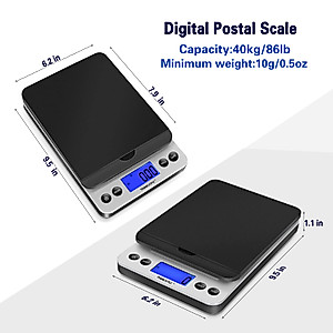 THINKSCALE Shipping Scale, 86lb Postal Scale with Hold and Tear Function, 5 Units, Auto-Off, Postage Scale for Packages Mailing Small Business, Battery Included