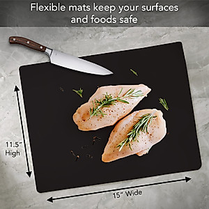 Cut N' Funnel Black Flexible Plastic Cutting Board Mat 2 Pack, 15" x 11.5", Made in the USA, Easily Funnels Foods, Knife Friendly, Easily Wipes Clean