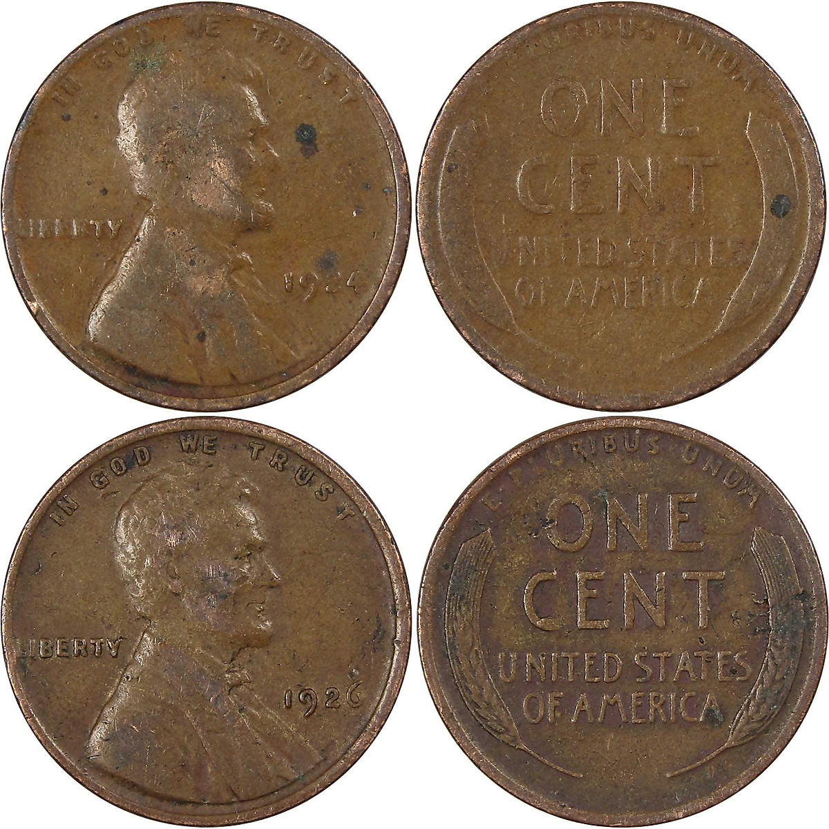 Pre-1930 Lincoln Wheat Cent 10 Piece Set Bronze Penny 1c Coins