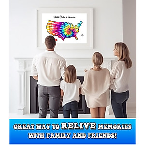 Scratch Off United States Travel Map - Vibrant Tie Dye 50 Destinations Journey Tracker - Large 16x23 Inches Exploration Poster - USA Adventure Wall Art - Ideal Gift for Travelers and Vacationers