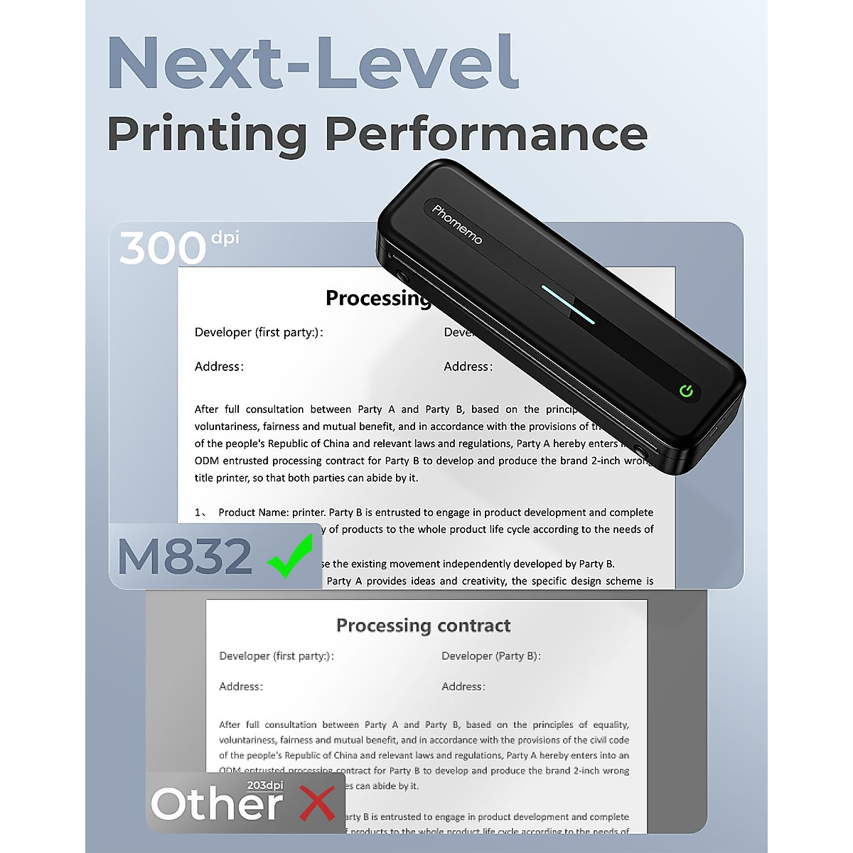 Phomemo Portable Printers Wireless for Travel,M832 Thermal Printer, Bluetooth Inkless Printer Support 8.5''x 11'' US Letter,Built in Paper Bin,Compatible with Phone and Laptop for Home,Office,School