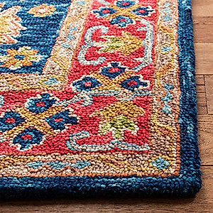 SAFAVIEH Aspen Collection 2'3" x 7' Red/Blue APN523Q Handmade Boho Wool Runner Rug