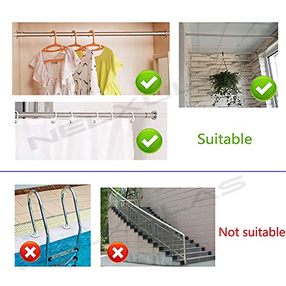 NELXULAS Stainless Steel Closet Rod Flange Holder for Pipe (AX1)