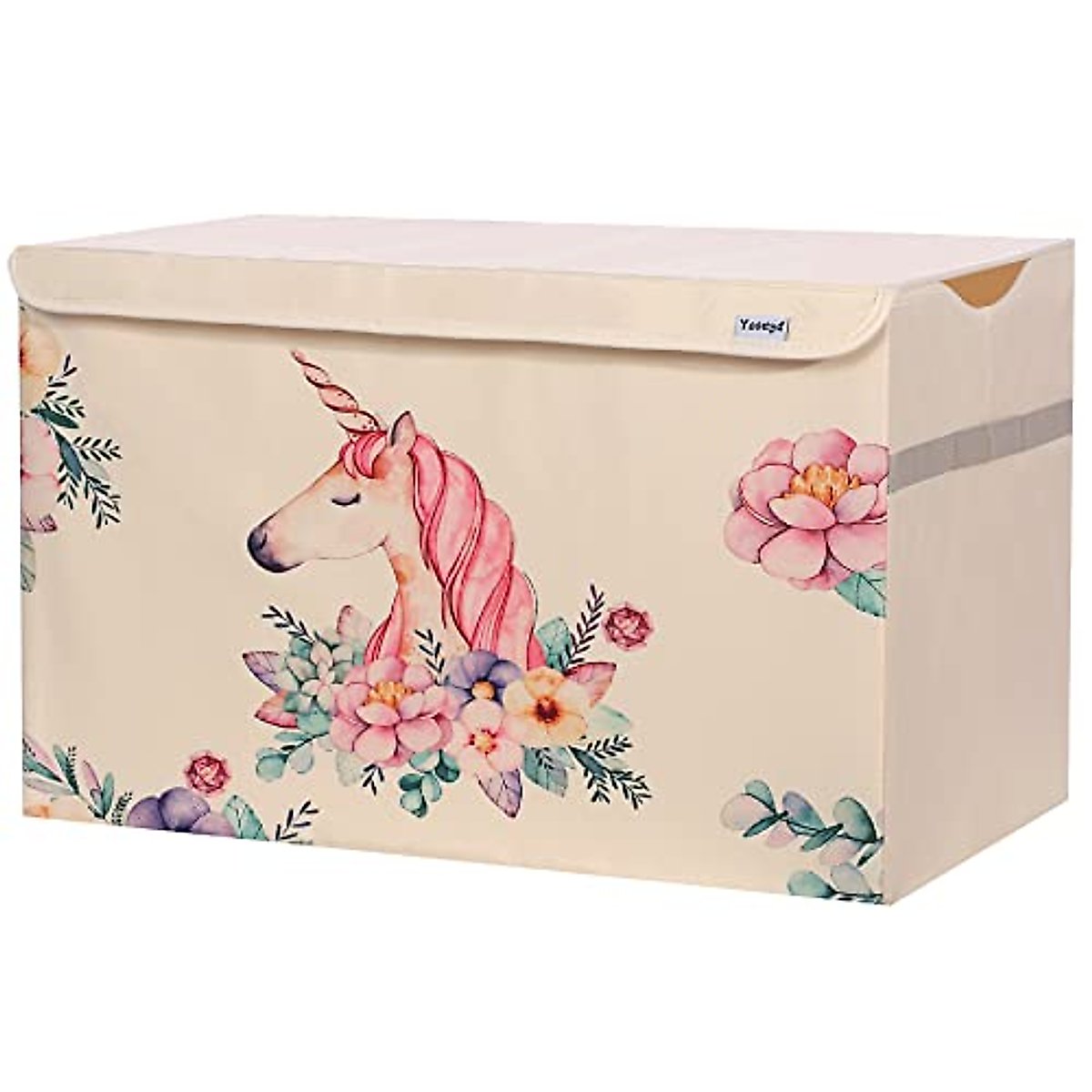 Yosayd Unicorn Toy Chest and Storage, Large Cute and Functional Toy Box Storage Cube with Handles