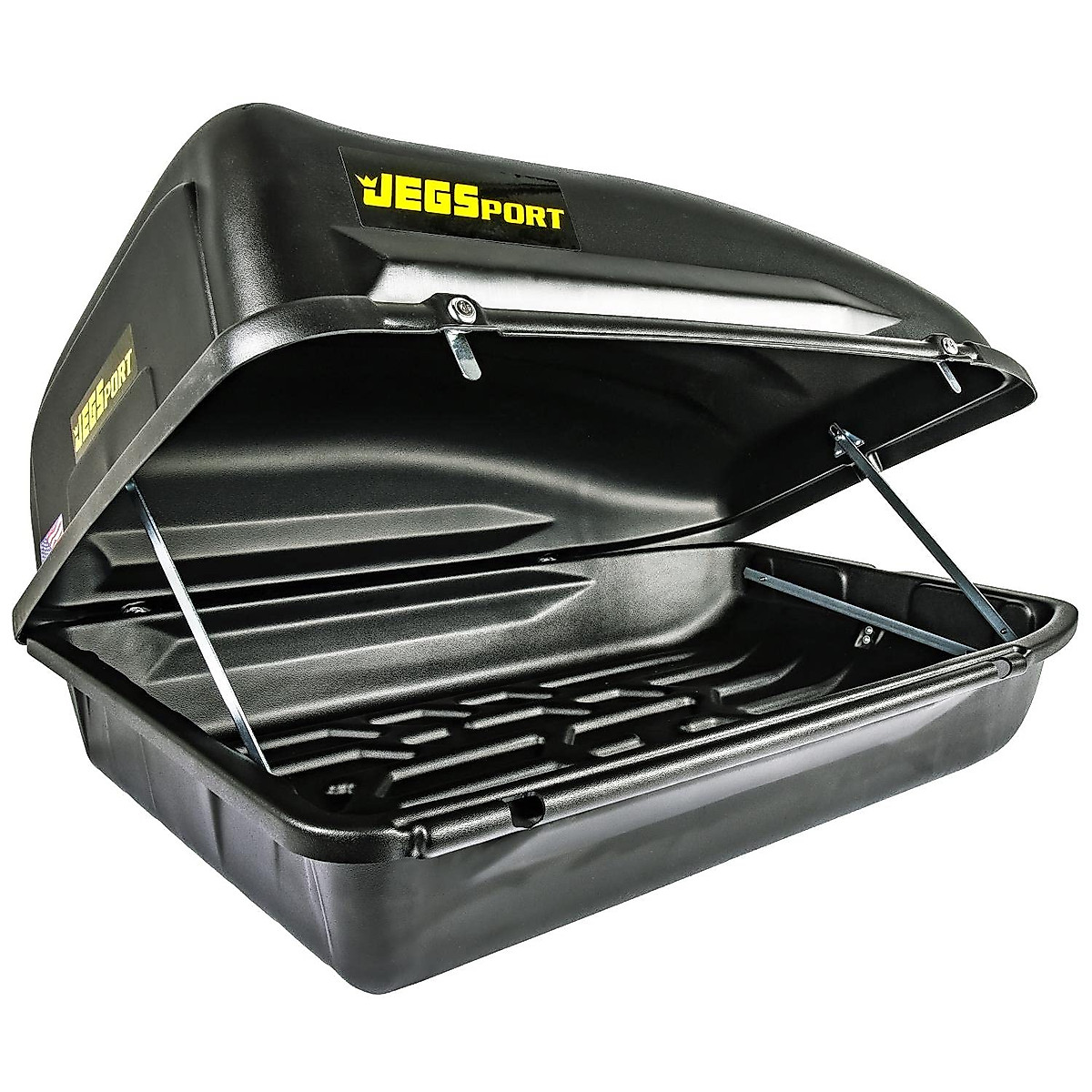 JEGS Rooftop Cargo Carrier for Car Storage - Small Roof Rack Cargo Carrier - Heavy Duty Weatherproof Storage - Made in USA - 10 Cubic Ft - 110 Lb Capacity - Zero Tool Easy Assembly - Aero Design