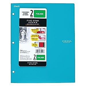 Five Star 2 Pocket Folder, Stay-Put Folder, Plastic, Folders with Pockets, Color Selected for You, 1 Count (33210)