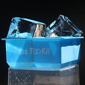 Das TooKii Clear Ice Cube Maker, Reusable 4 Hole Crystal Ice Mold, BPA Free Silicone Ice Cube Tray, 2 Inches Large Sphere Square Ice Maker for Whiskey & Drinks, Creative Gift for Family and Friends