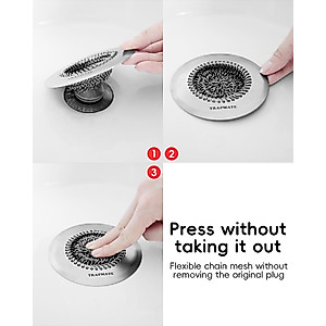 Shower Drain Hair Catcher, Easy Clean Bathtub Drain Hair Catcher, Anti-Slip Hair Catcher Shower Drain, Upgraded 304 Stainless Steel Tub Hair Catcher, Shower Drain Cover for Sink, Bathtub, Drain