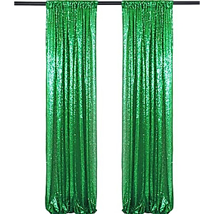 Sequin Curtains 2 Panels Green Sequin Backdrop Panels 2Ftx8Ft Green Sequin Photo Backdrop Halloween Backdrop Decortaion Fabric Backdrop Glitter Backdrop Curtains for Thanksgiving's Day Decoration