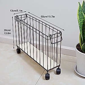 Household Products Laundry Hamper with Wheels, （19.7in*5.1in*13.8in） Slim Laundry Basket Dirty Clothes Basket Portable Rolling Laundry Organizer for Corner Narrow, Removable Wash Storage Bins, Black