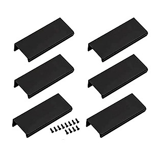 LC LICTOP 80mm/3.15" Black Back Mount Finger Edge Pull Concealed Handle for Home Kitchen Door Drawer Cabinet(6Pcs)