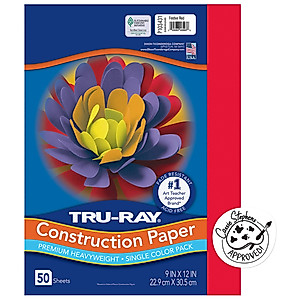 PACON - 103031 Pacon Tru-Ray Heavyweight Construction Paper, Festive Red, 9" x 12", 50 Sheets - 103431 & 103031 Tru-Ray Heavyweight Construction Paper, Warm Brown, 9" x 12", 50 Sheets