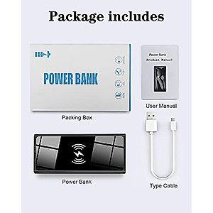 Wireless Portable Charger, 22.5W PD20W QC3.0 15W Fast Charging 10000mAh Power Bank LED Display, External Battery Pack, 2 Inputs and 4 Outputs(Qi & USB C) for iPhone Samsung Huawei iPad Headset etc