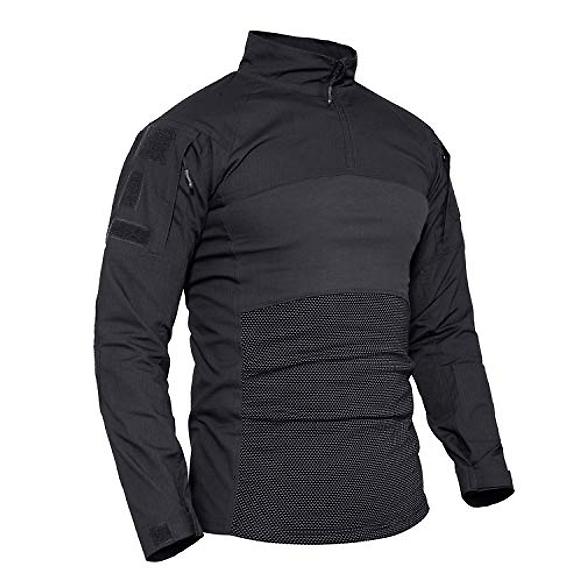 CRYSULLY Men's Spring Sport Assault Military Camo Tactical Combat Shirt Black