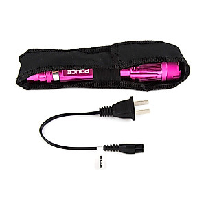 POLICE Stun Gun 1159 - Aluminum Rechargeable with LED Flashlight, Pink