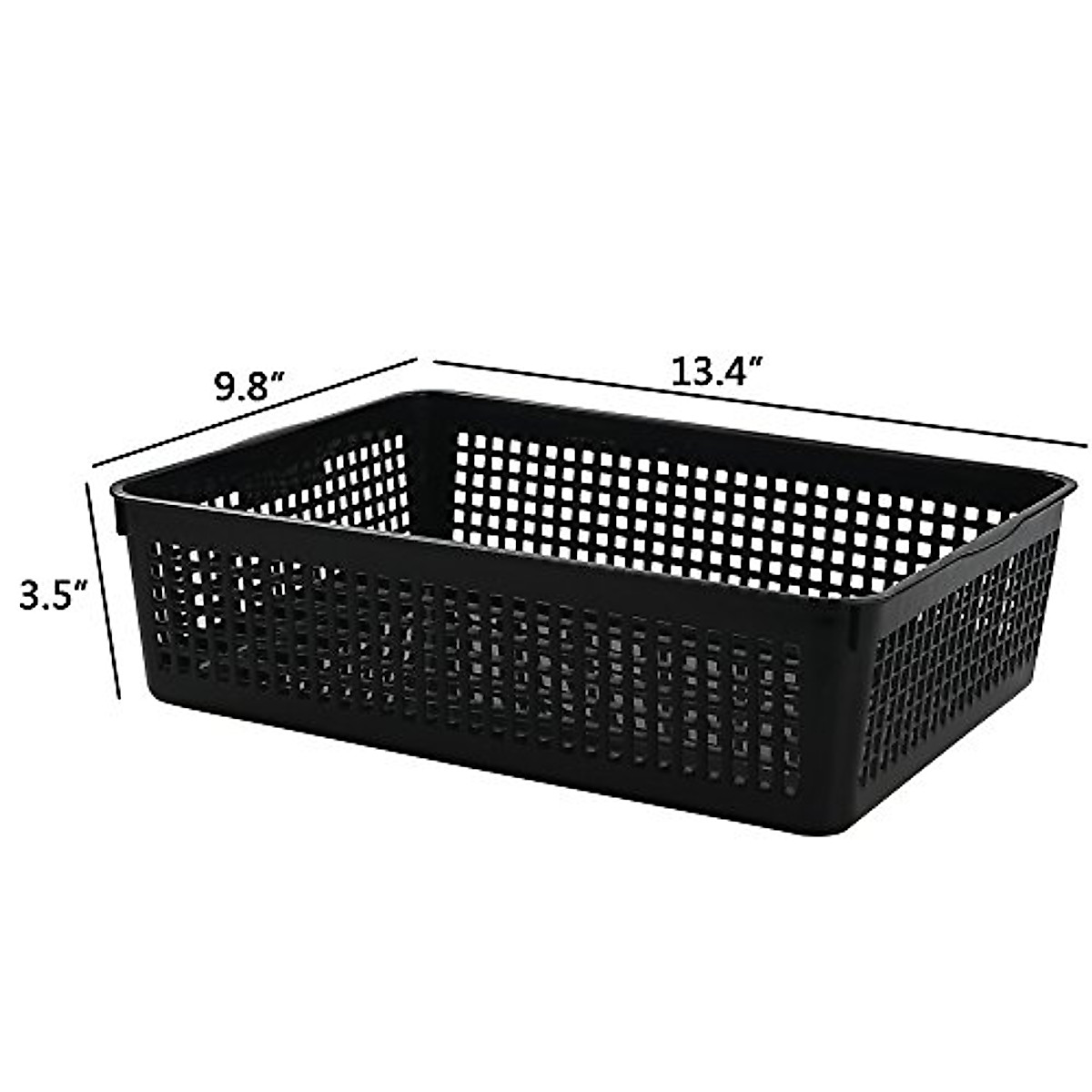 Saedy Black Plastic Basket Trays for Files, Letters, Documents, Set of 6