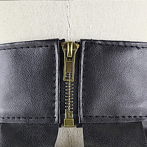 Sun Kea Women's Dress Belt PU Leather Pleated Fashion Stretchy Peplum Cinch Belt Skirt Style Elastic Wide Waistband