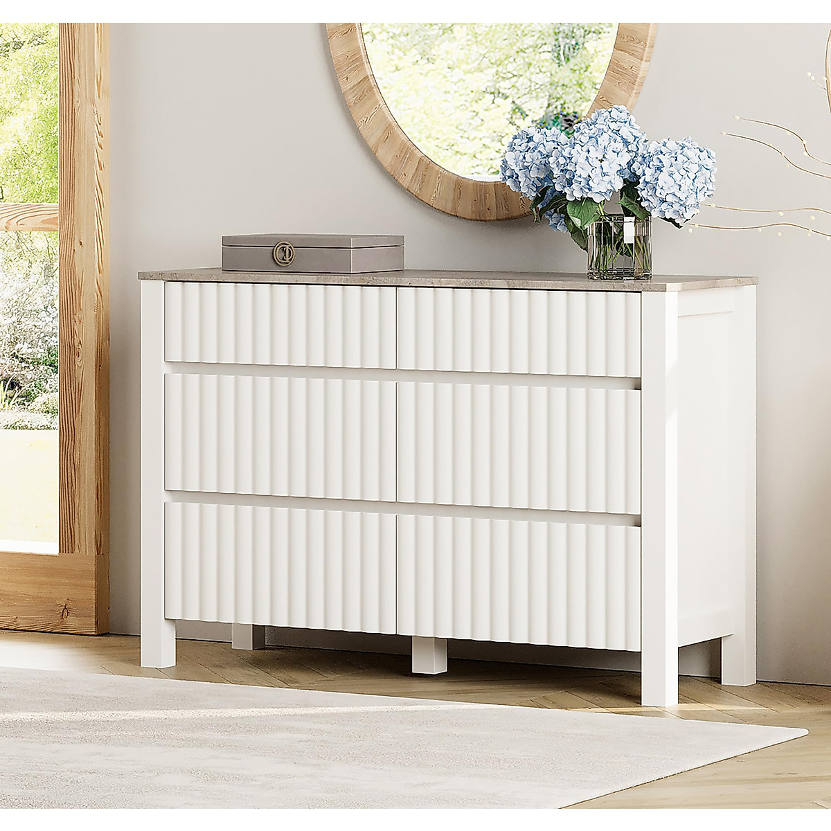 WAMPAT 6 Drawers Nursery Dresser Chest for Bedroom, Baby Dresser Changing Table Wood Closet with Storage Organizer Cabinet with Wide Drawers for Kid's Room Living Room, Nursery,Entryway,White