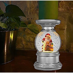 Haute Decor Snowburst™ Snow Globe Candle Holder (Santa) with Timed Snowfall - 7 inch Tall Christmas Candle Holder with Automatic Battery Operated timed Snow Fall and on/Off
