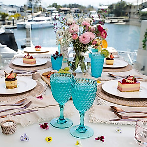 BELLAFORTE - Shatterproof Tritan Plastic Wine Glass, 12oz, set of 4, Laguna Beach Drinking Glasses - Unbreakable Glassware for Indoor and Outdoor Use - Reusable Drinkware (Blue)