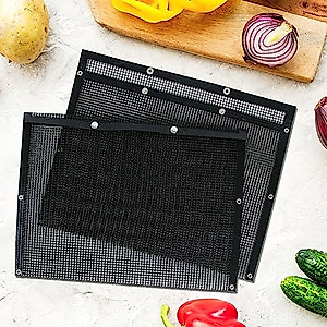 Large BBQ Mesh Grill Bags Set 2 Reusable Non-Stick Grill Bag for Charcoal Gas Electric Grills&Smokers Pitmasters Heat Resistant Barbecue Bag Vegetables Grilling Pouches Grill Accessories BBQ Tools