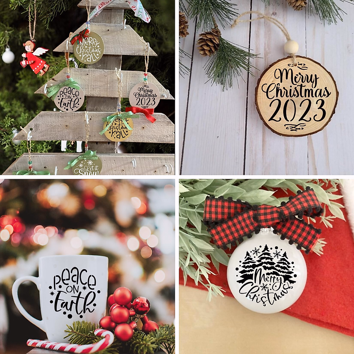 Christmas Stencils for Painting on Wood Small Cookie Christmas Tree Ornaments Mini Reusable Christmas Stencils for Kids Crafts Supplies Glass Home Party Decorations Supplies (24 Christmas 4inround)