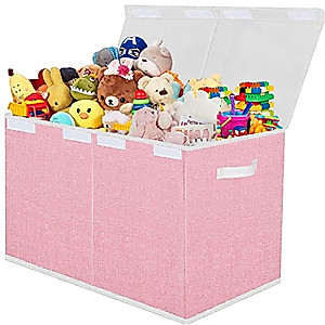 Pantryily Toy Storage Box for Girls, Large Kids Toy Chest Boxes Organizers and Storage 24.5"x13"x16"(Pink)