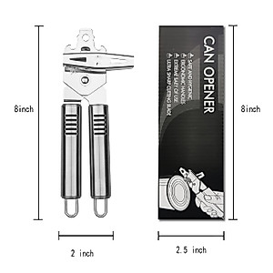 Can Opener, Stainless Steel Multifunctional Tin & Can Opener, Manual Kitchen Tool, Professional Ergonomic Heavy Duty Safety Manual Can Opener for Seniors With Arthritis At Hand