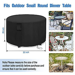 Jungda Patio Furniture Covers Round,32 Inch Outdoor Round Table Cover Waterproof,Round Patio Furniture Cover for All Weather Resistant - 32 x 28 Inch