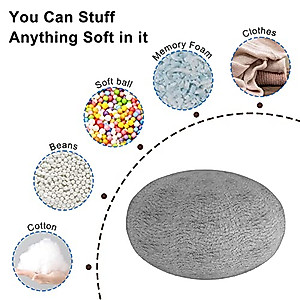 RAINBEAN Bean Bag Chair Cover(it was only a Cover, not a Full Bean Bag) Chair Cushion, Big Round Soft Fluffy PV Velvet Sofa Bed Cover, Living Room Furniture, Lazy Sofa Bed Cover,5ft Snow Gray