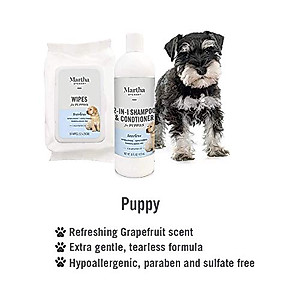 Martha Stewart for Pets 2-in-1 Puppy Shampoo with Grapefruit | Tearless Dog Shampoo and Conditioner, Safe for All Dogs and Puppies, 16 Ounce Bottle Dog Wash