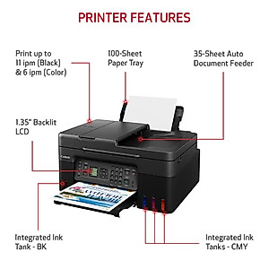 Canon Megatank G4270 All-in-One Wireless Supertank Printer |Print, Copy, Scan and Fax|with Airprint and Mopria Printing|Auto Document Feeder and Backlight 1.35" Square LCD Screen