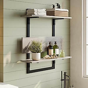 toxaaiwr Wooden Storage Shelf, Wall Mounted Foldable Rack Shelf, Display Stand Shelf, Foldable Design, Strong Load-Bearing, Smooth Edge, Easy Assembly Floating Shelves Grey