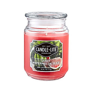 CANDLE-LITE Scented Juicy Watermelon Slice Single-Wick Jar Candle, 18 oz, Red