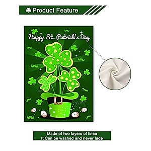 St Patricks Day Garden Flag, 12.5 x 18 inch Green Hat/Shamrock St Patrick's Day Garden Flag Decorative, Double Sided Printing Green Parade Holiday Outside Décor for Yard Farmhouse