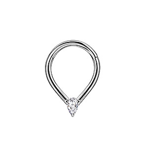 FANSING Titanium Septum Rings for Women 16 Gauge Septum Clicker Clear Cubic Zirconia Septum Piercing Rings 16g Septum Jewelry 8mm Teardrop Septum Ring Hoop